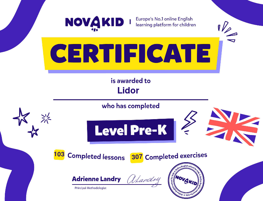 English Language Certificates for Kids | Novakid